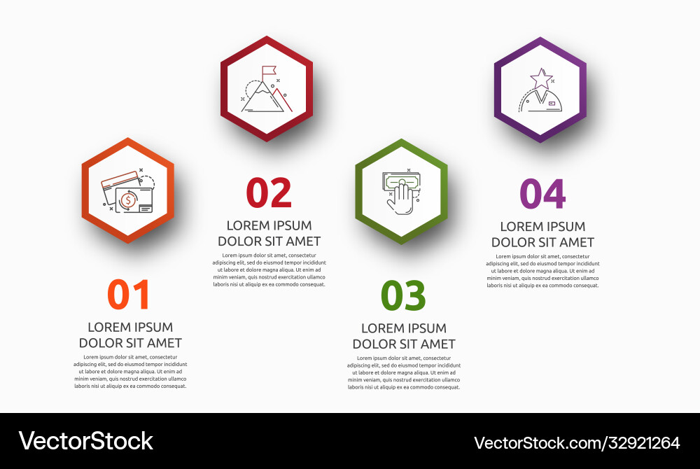 Infographic with 4 hexagons used for four Vector Image