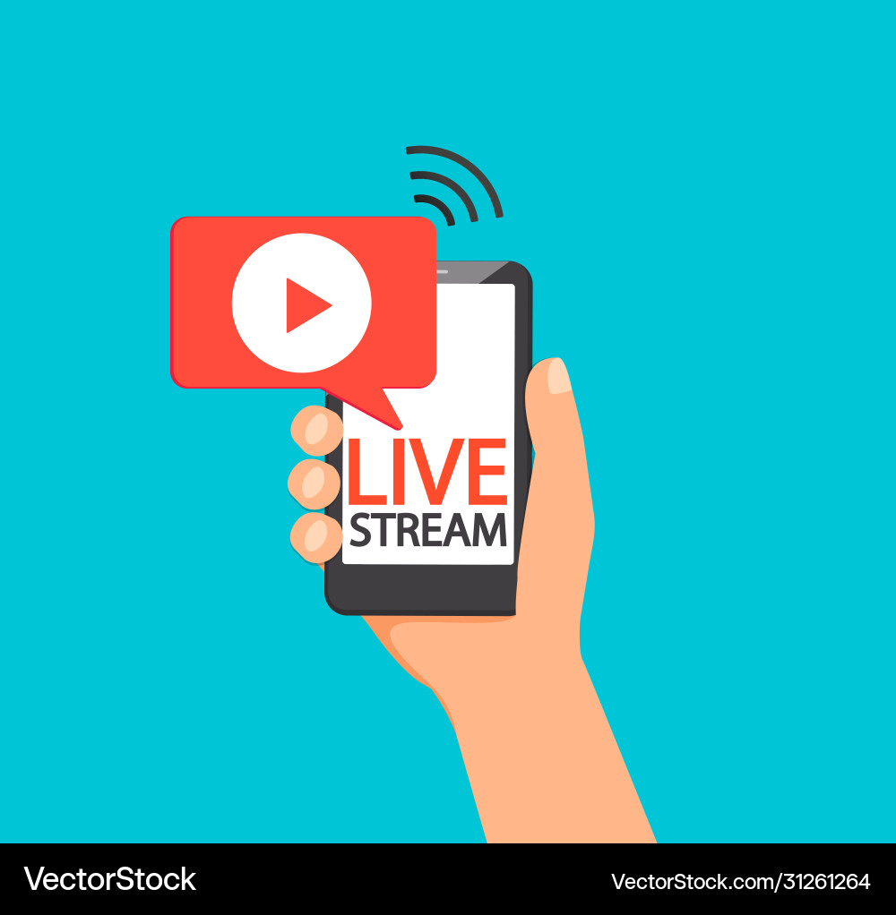 Live stream via mobile phone Royalty Free Vector Image