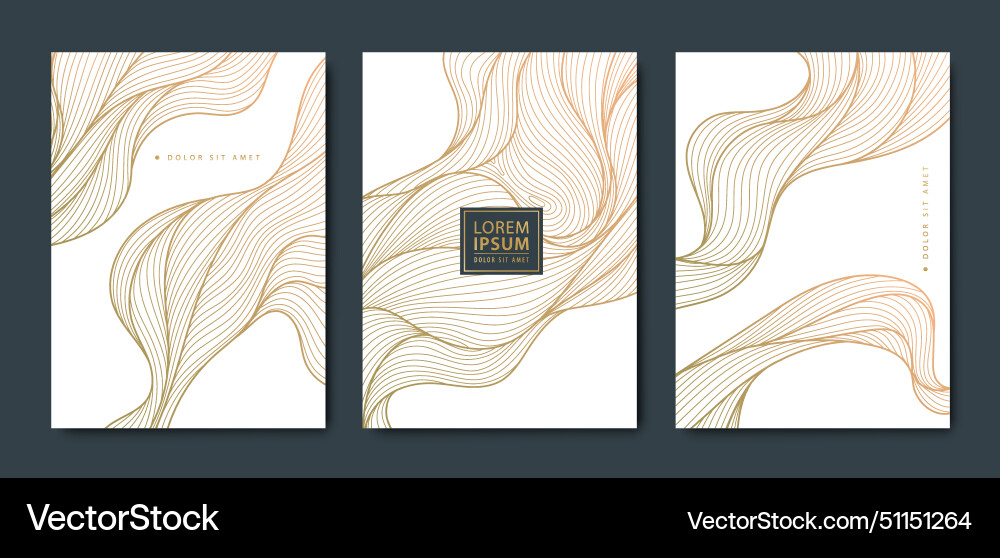 Set of wave abstract line backgrounds gold Vector Image