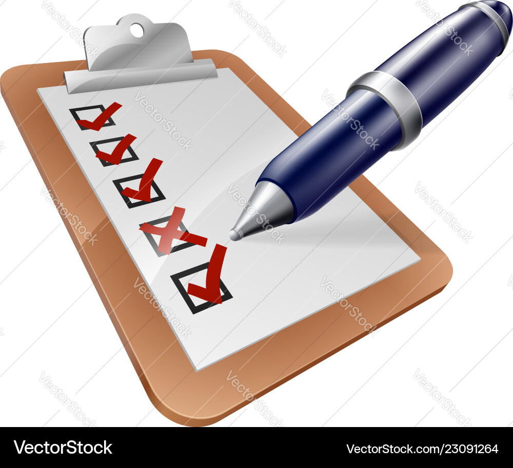 Survey clipboard and pen Royalty Free Vector Image