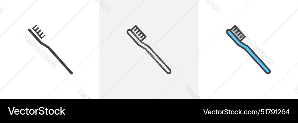Toothbrush line icon set Royalty Free Vector Image