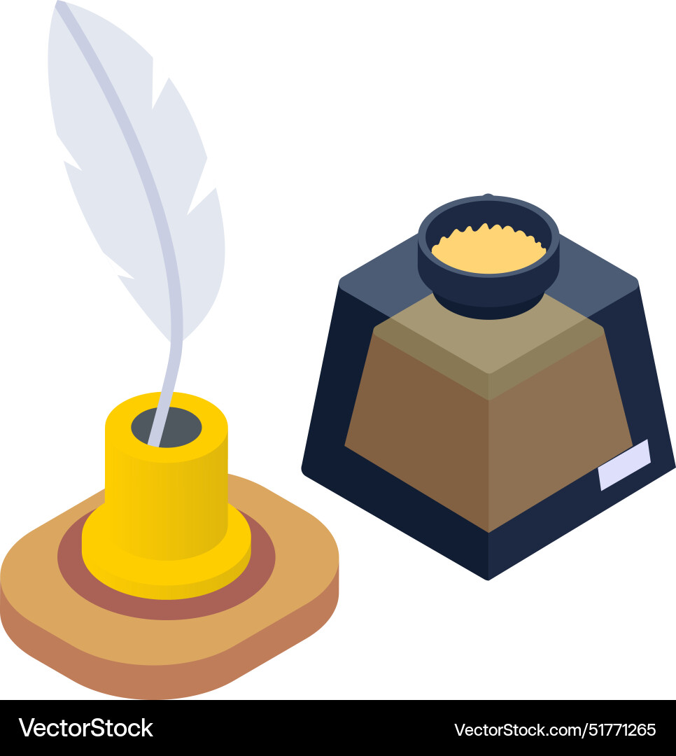 A customizable isometric icon of quill ink Vector Image