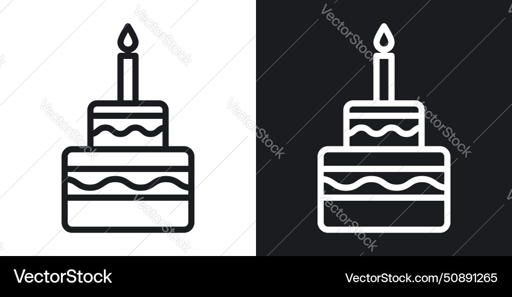 Birthday cake icon set candle cherry symbol Vector Image