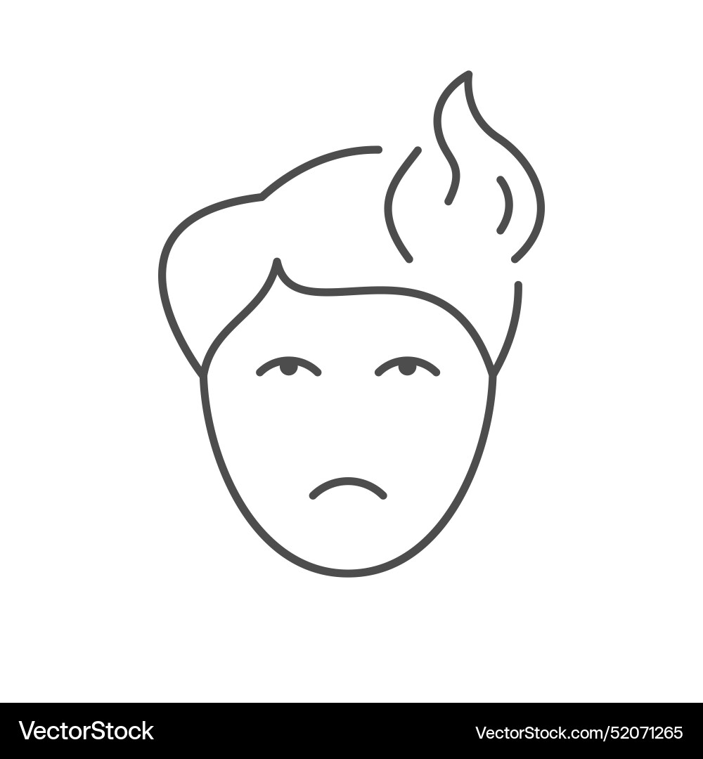 Burning head sensation line icon Royalty Free Vector Image