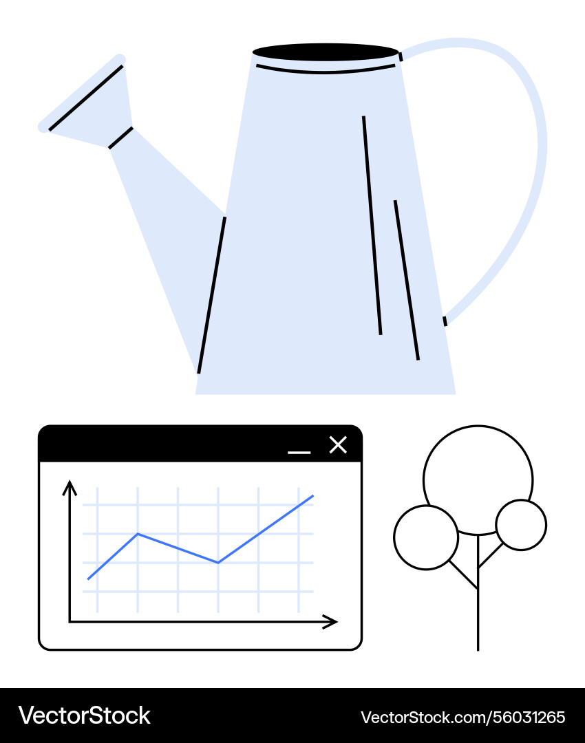 Growth concept with watering can graph Royalty Free Vector