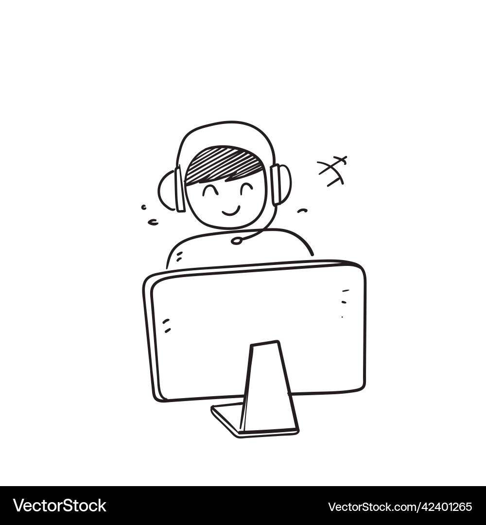 Hand drawn doodle call center icon and support Vector Image Hand drawn doodle call center icon and support Vector Image
