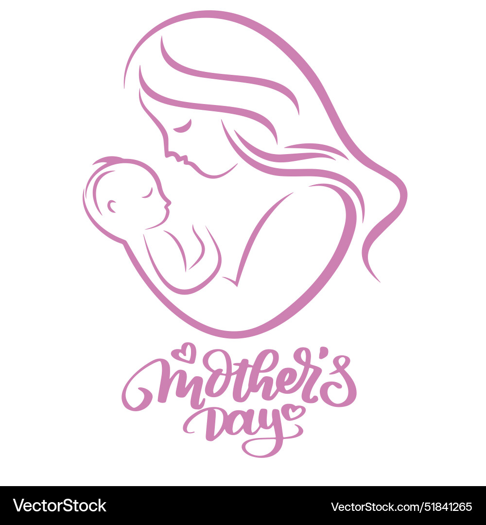 Mother and baby line art moth Royalty Free Vector Image