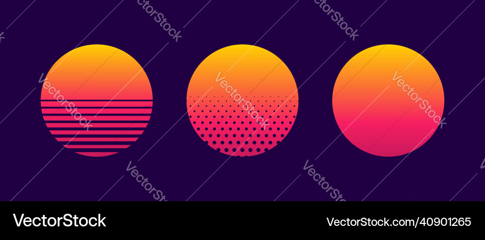 Retro sunset of 80s or 90s background sun Vector Image