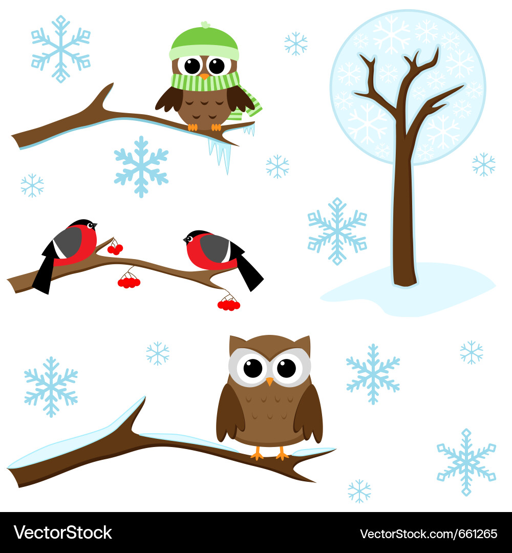 Set of winter elements Royalty Free Vector Image
