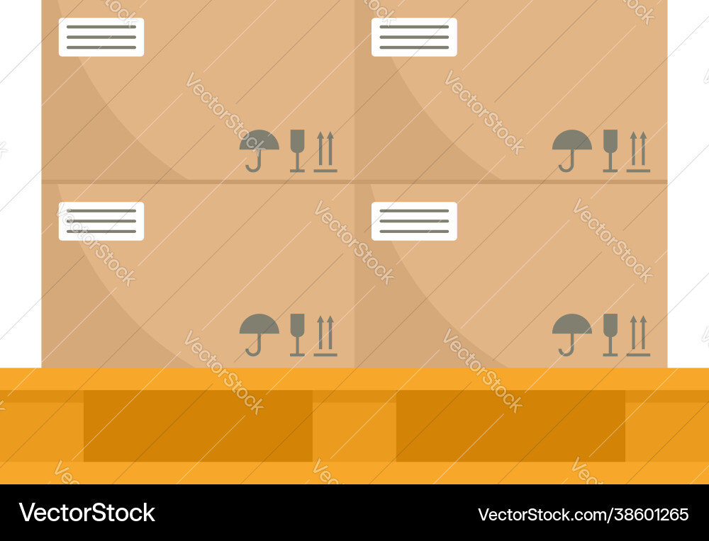 Warehouse parcel on pallet icon flat isolated Vector Image