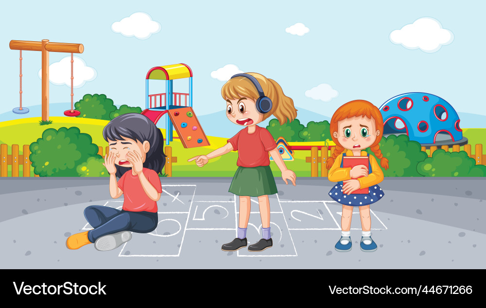 Bullying kids school scene Royalty Free Vector Image