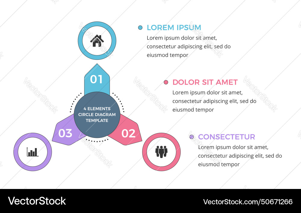 Circle diagram template - three elements Vector Image