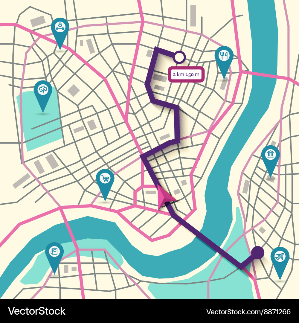 City map navigation Royalty Free Vector Image - VectorStock