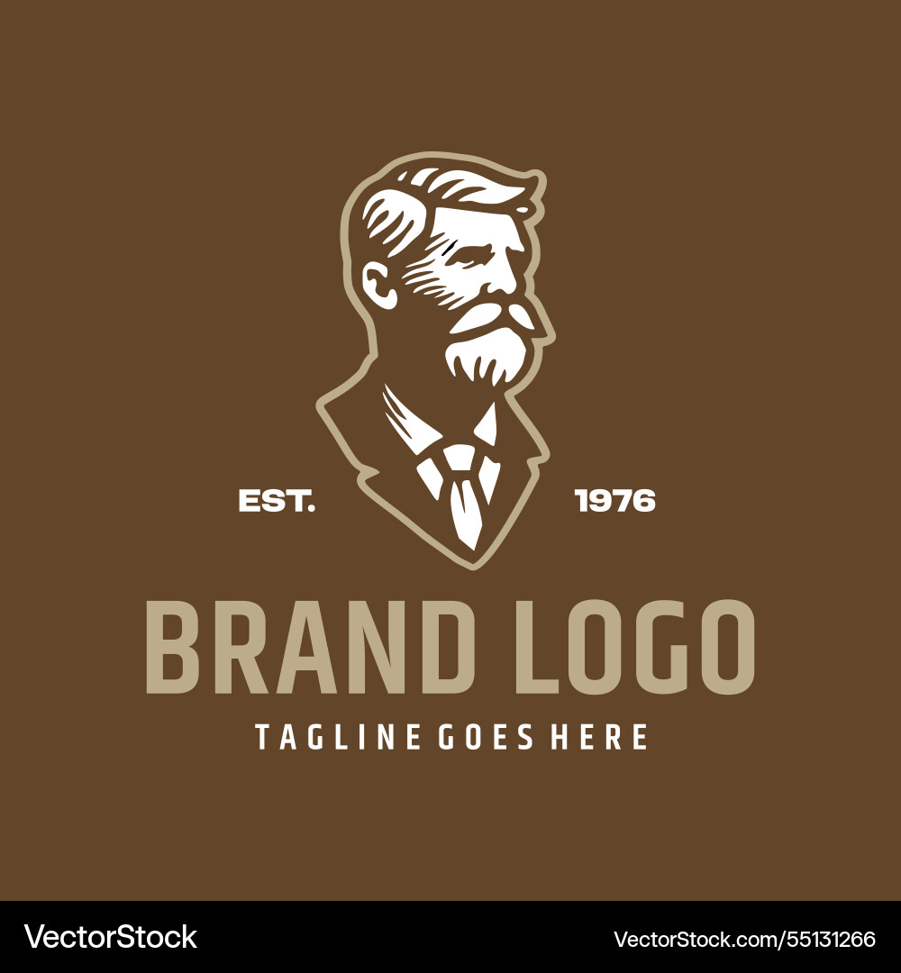 Founder portrait logo design Royalty Free Vector Image