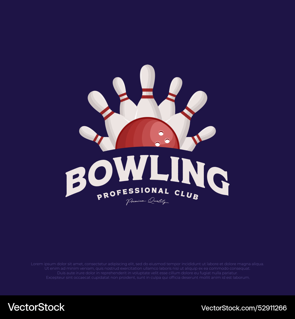 Simple bowling logo icon ball and pin Royalty Free Vector