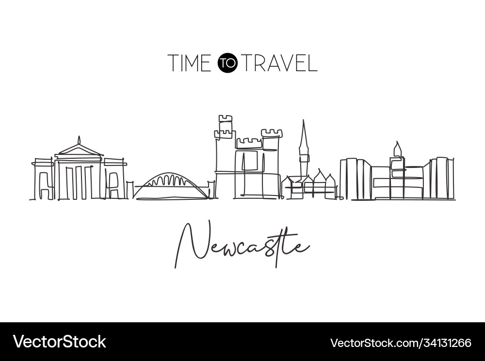 Single continuous line drawing newcastle city Vector Image