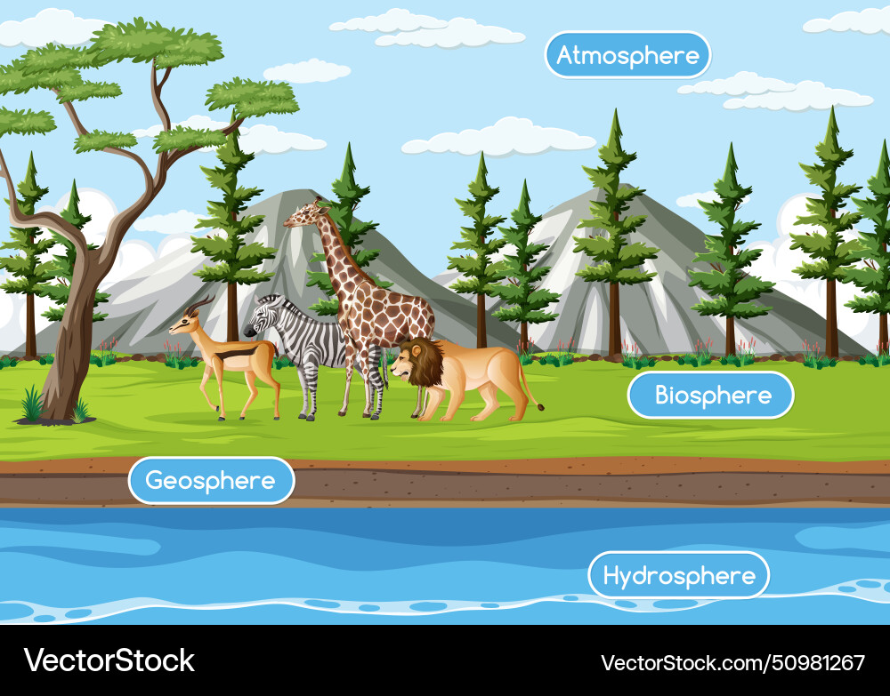 Animals with labeled earth spheres Royalty Free Vector Image