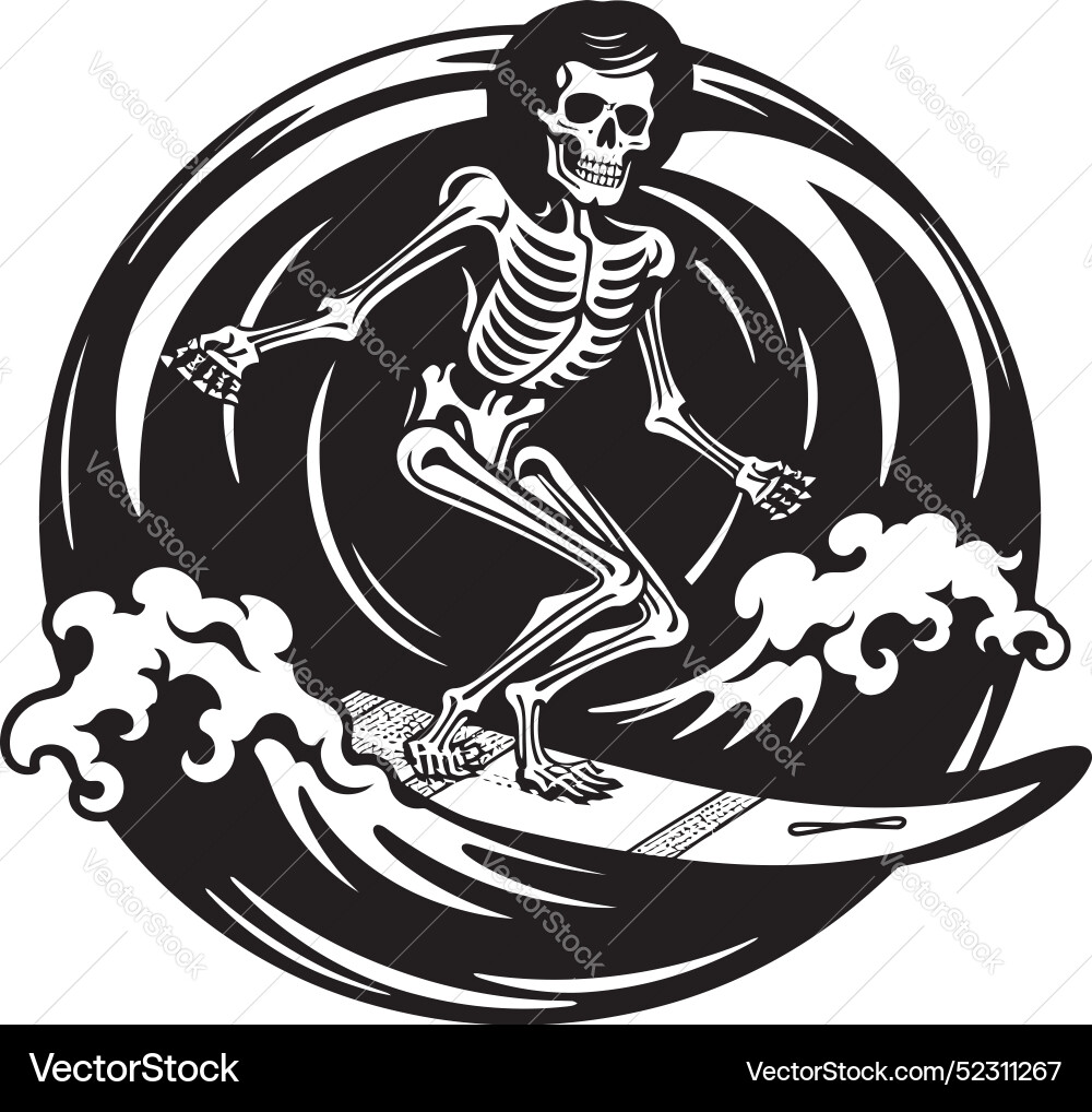 Bone barrel surfing skeleton graphic skeletal Vector Image