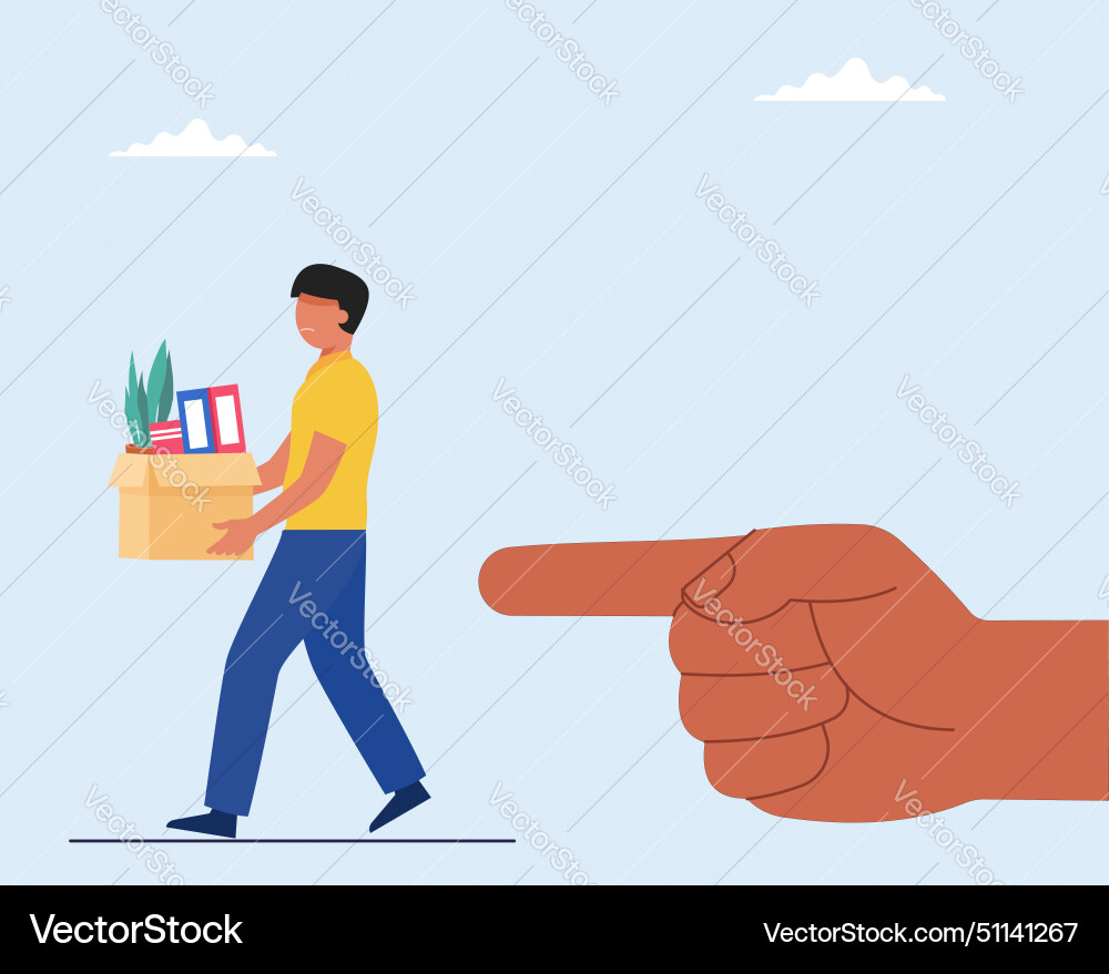 Boss points out dismissed job reduction Royalty Free Vector