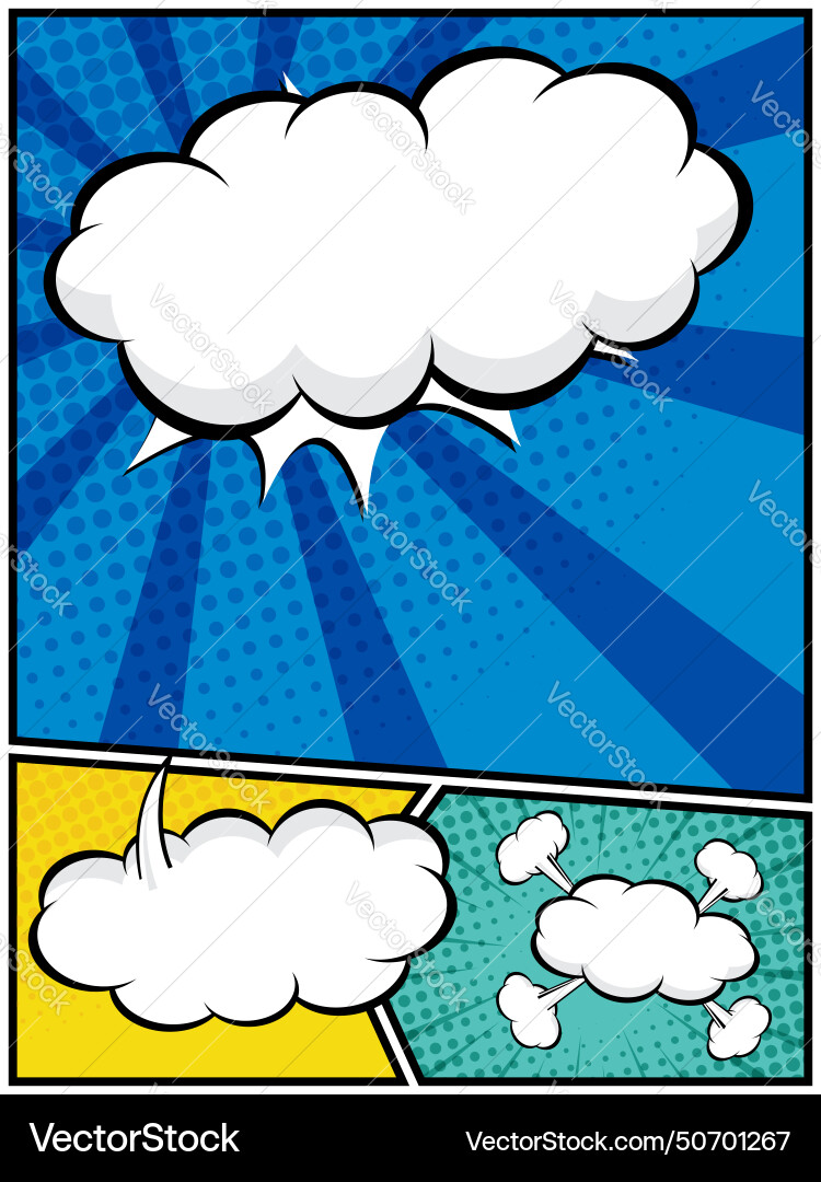 Comic book pop art cartoon layout template Vector Image