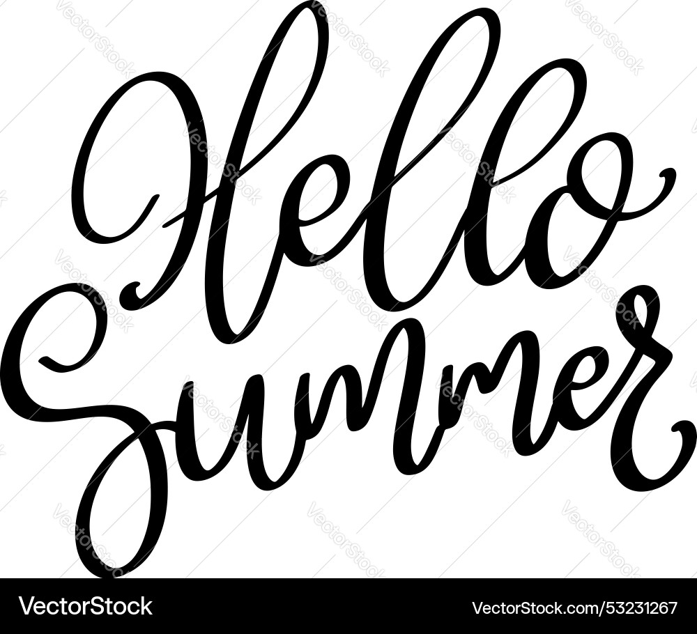 Hello summer lettering phrase isolated on white Vector Image