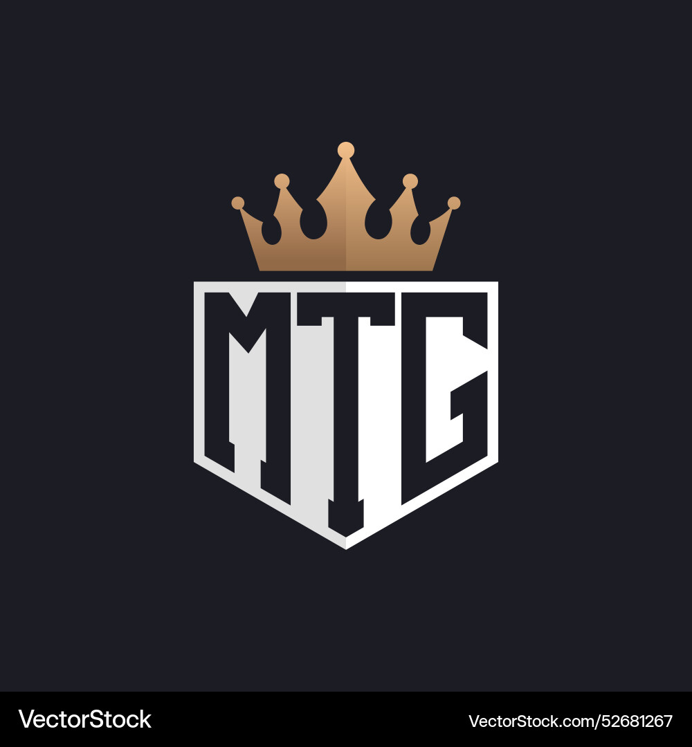 Luxury mtg logo with crown elegant initials Vector Image