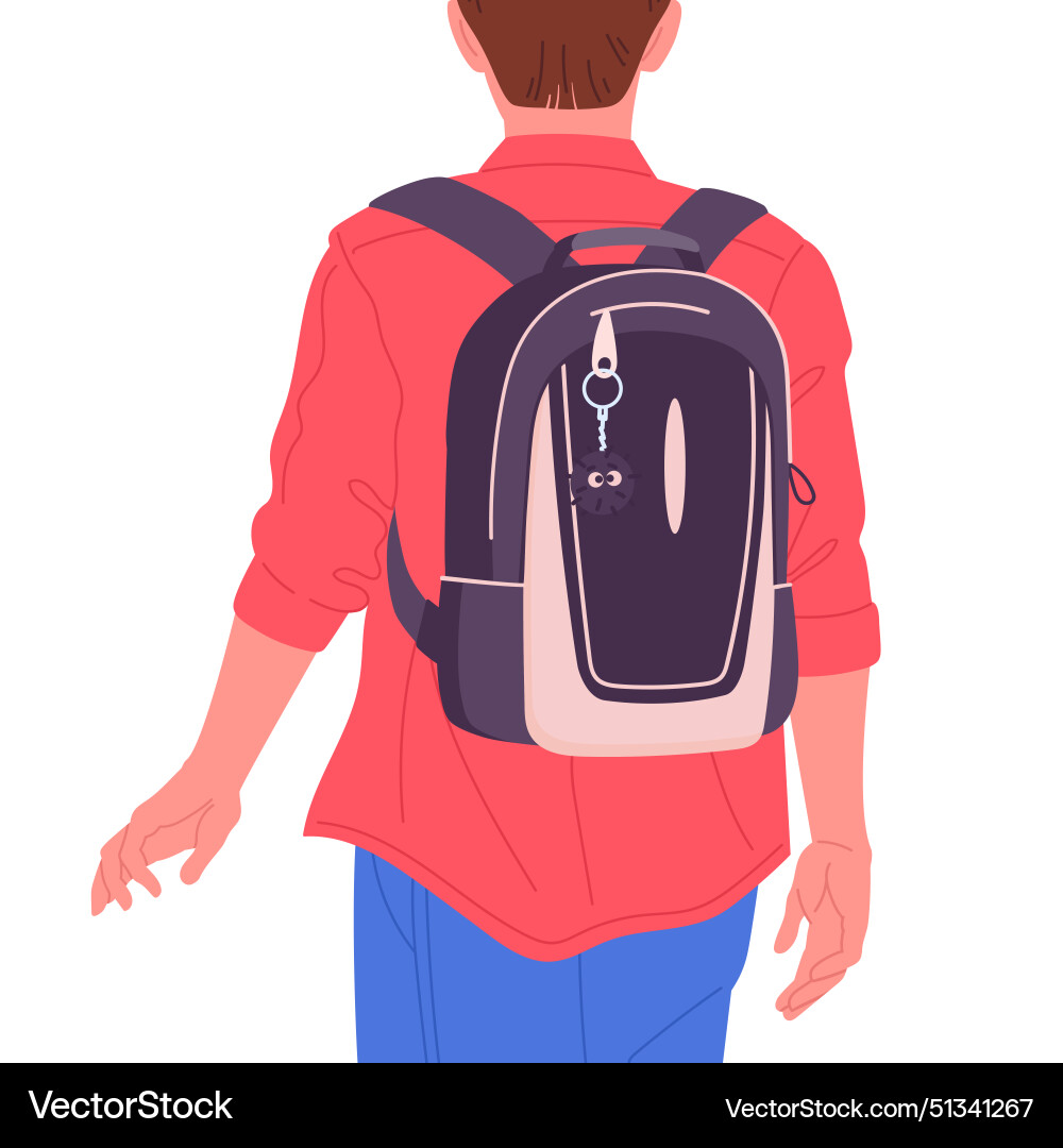 Male student with backpack boy carrying Royalty Free Vector