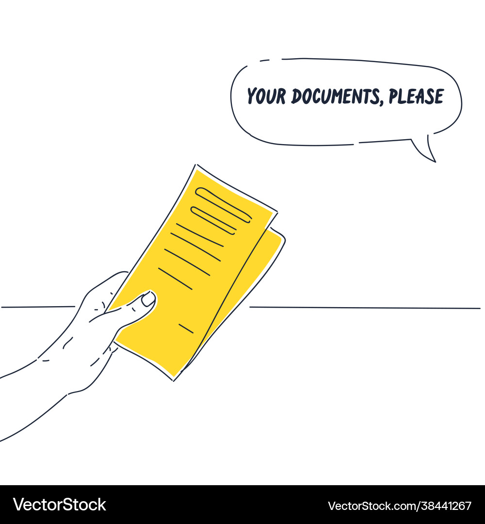 Man holds out documents a close-up Royalty Free Vector Image
