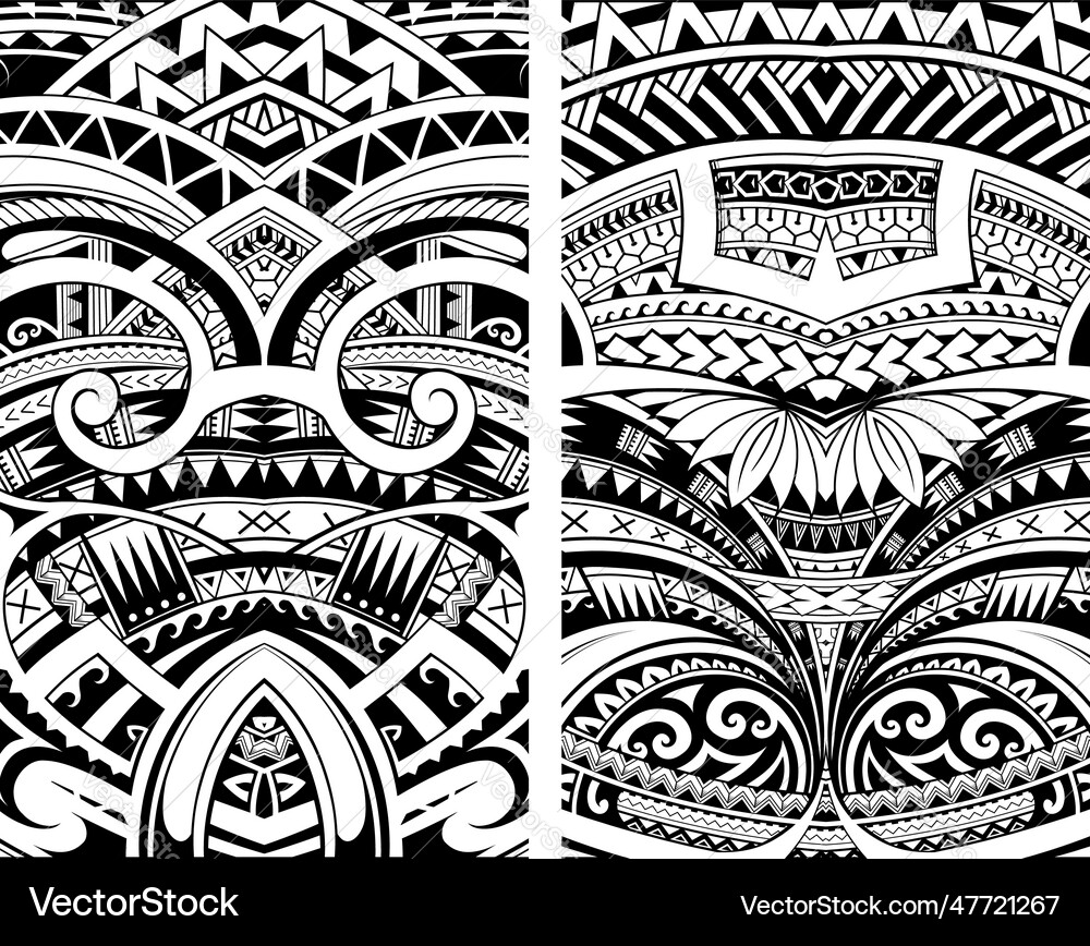 Maori style ornament set Royalty Free Vector Image