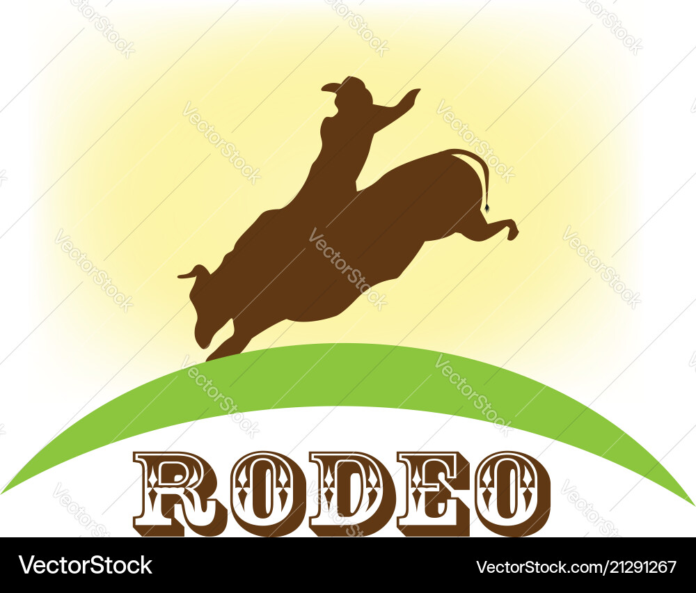 Rodeo show bull riding symbol Royalty Free Vector Image