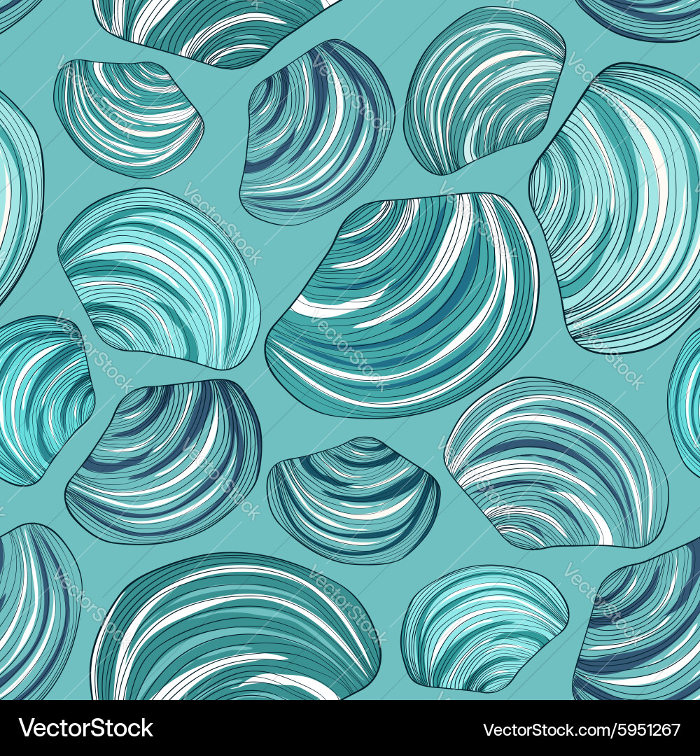 Seamless pattern of seashells Royalty Free Vector Image