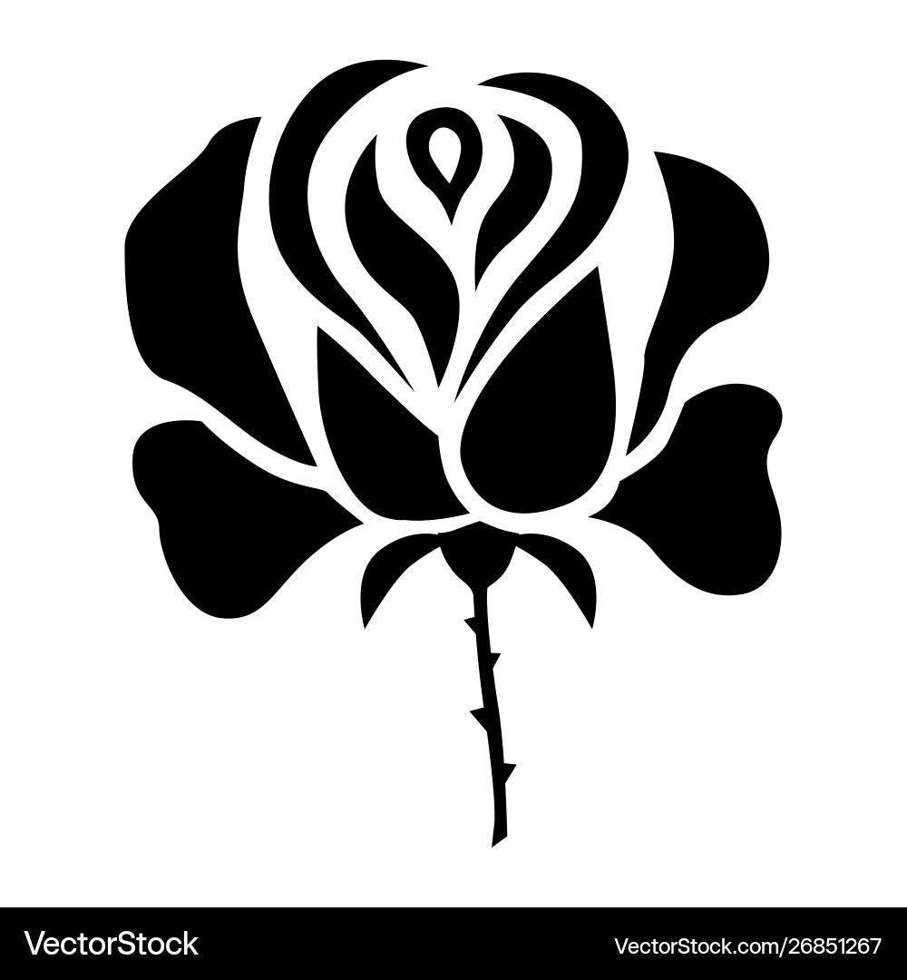 Silhouette stylized a rose flower Royalty Free Vector Image