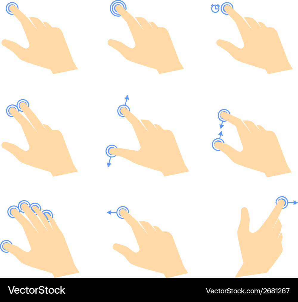 Touch gestures icons Royalty Free Vector Image
