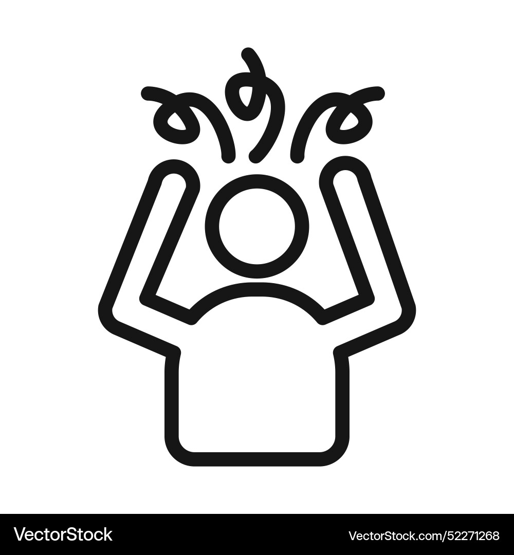 Anxiety icon black line art logo Royalty Free Vector Image