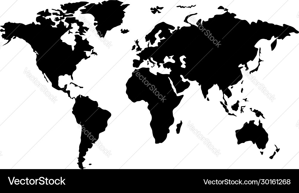 Black world map Royalty Free Vector Image - VectorStock