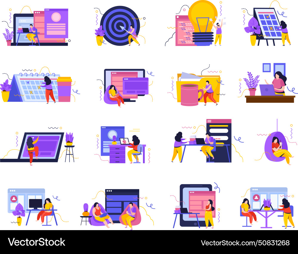 Business space icon set Royalty Free Vector Image