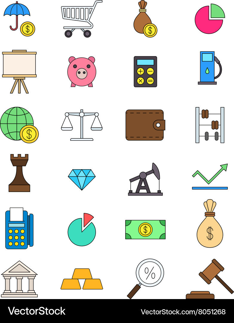 Color Economy Icon Set Royalty Free Vector Image
