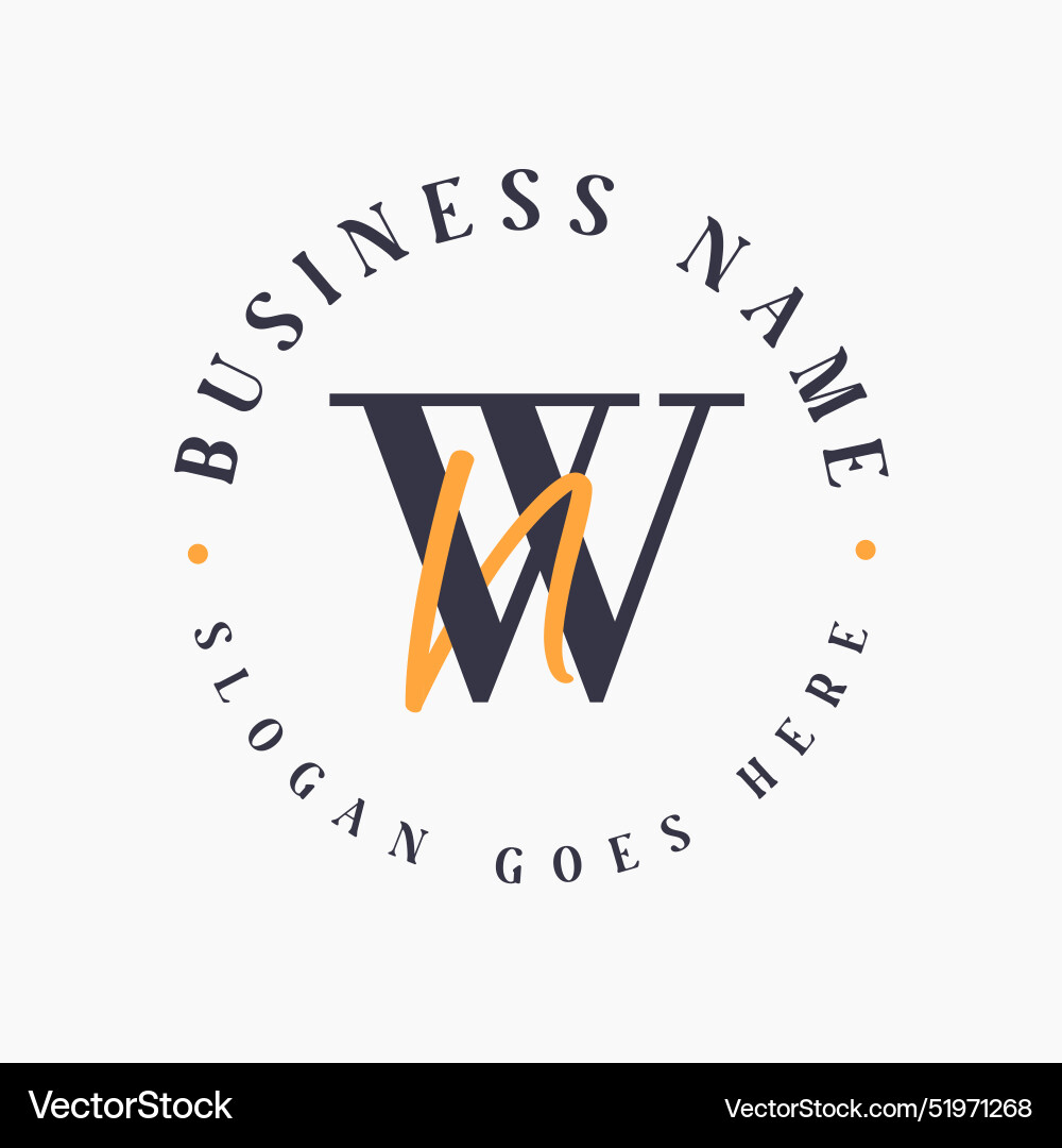Elegant letter wn initials logo for corporate Vector Image