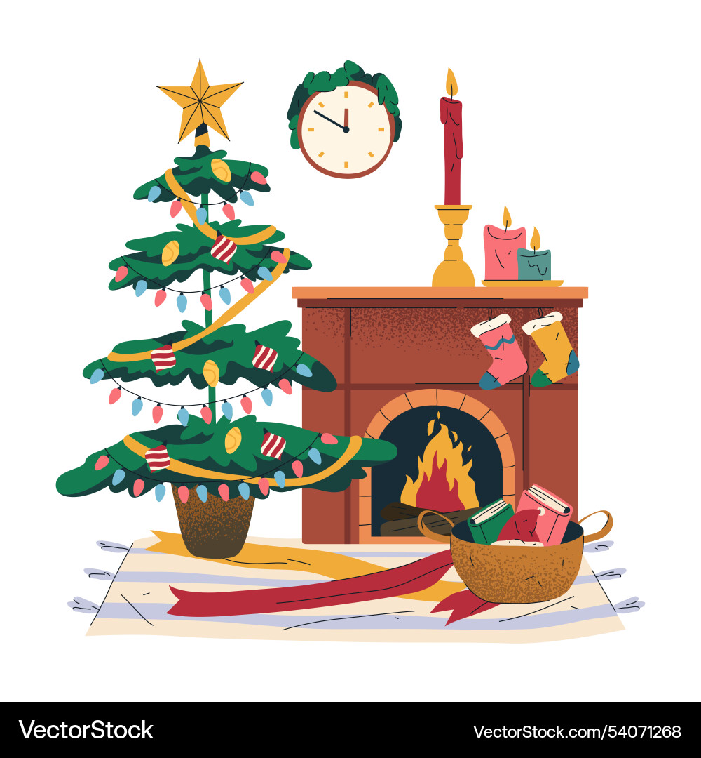 Festive banner with christmas decorations Vector Image