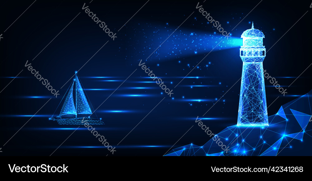 Futuristic Lighthouse Seascape Royalty Free Vector Image