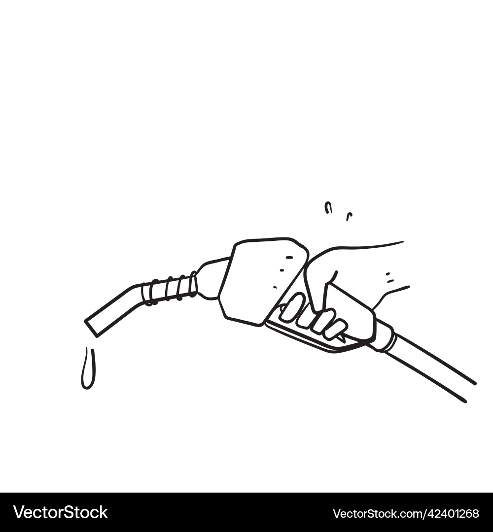 Hand drawn doodle holding fuel pump gasoline Vector Image