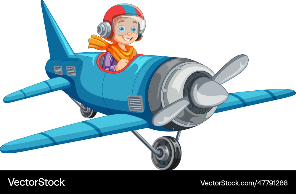 Male pilot flying jet plane – Royalty-Free Vector | VectorStock