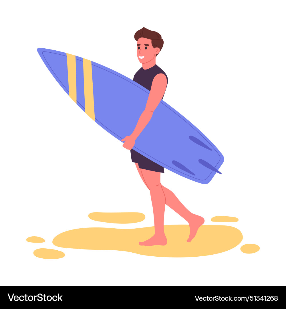 Man carrying on surf board guy Royalty Free Vector Image