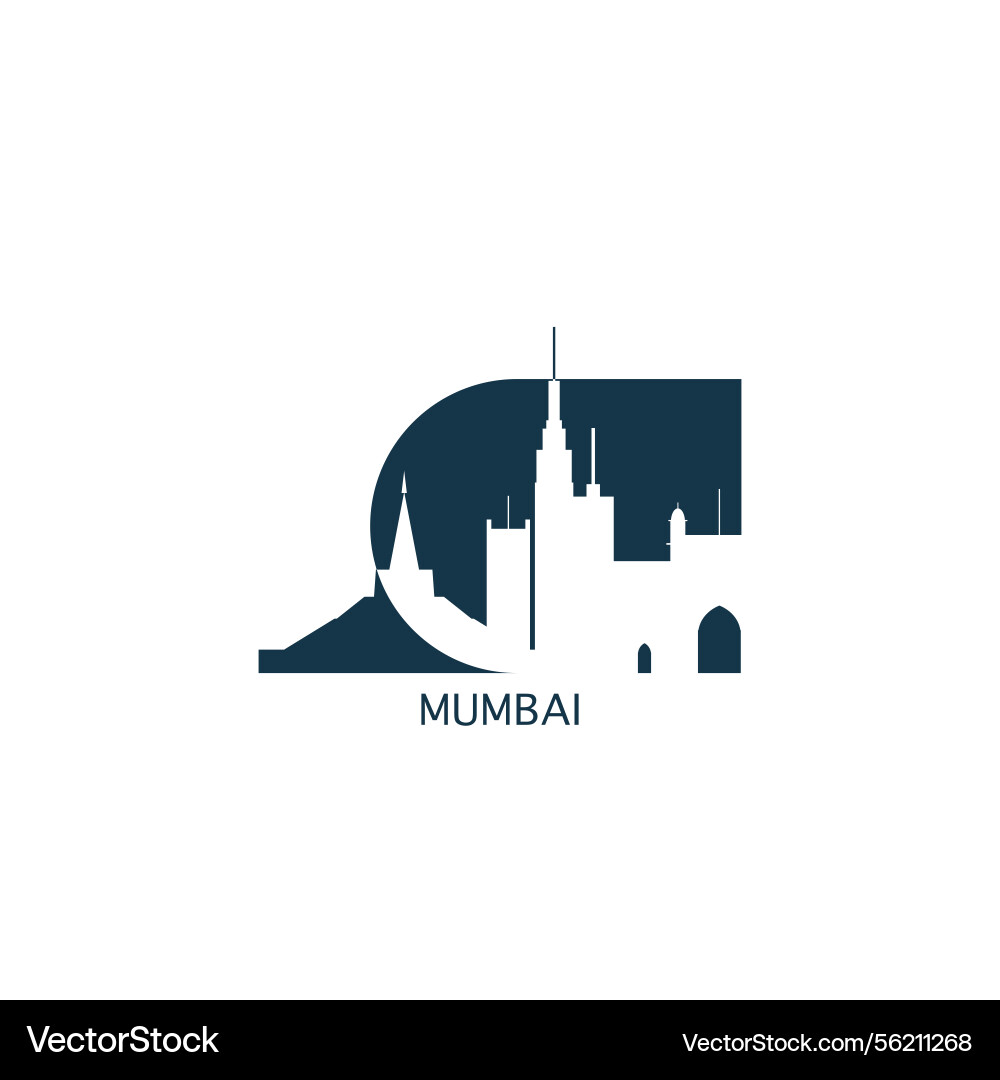 Mumbai icon with skyline panoramic view city Vector Image