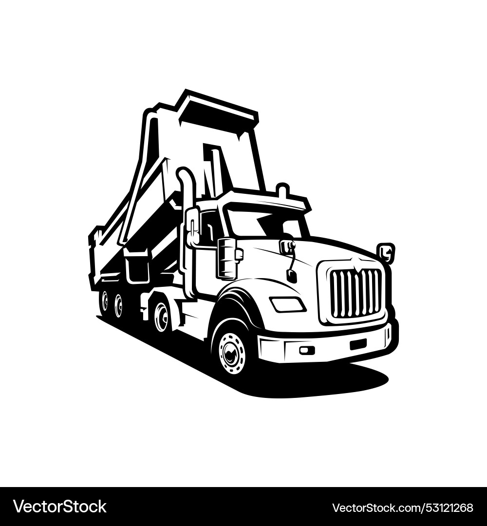 Premium dump truck monochrome tipper Royalty Free Vector