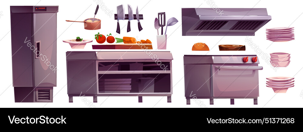 Restaurant chef kitchen interior to cook food Vector Image