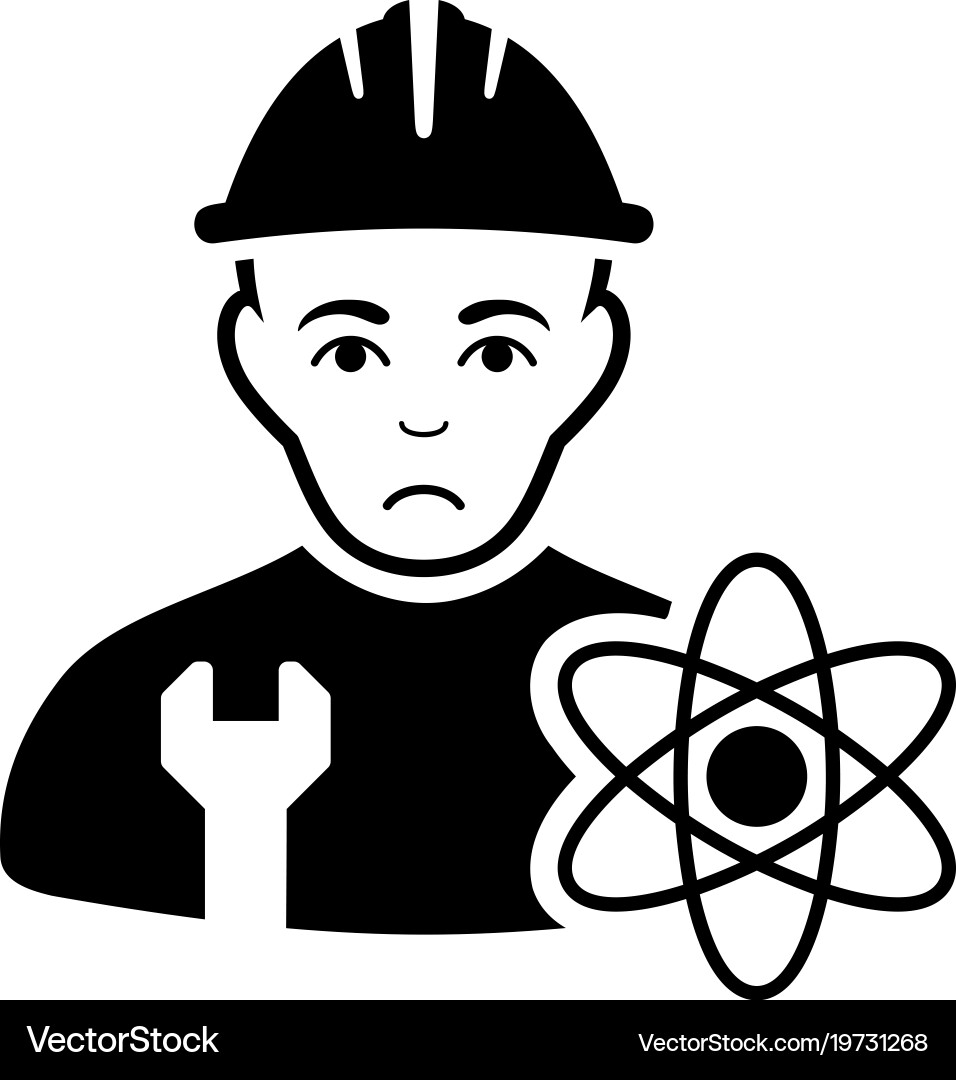 Sad scientist engineer black icon Royalty Free Vector Image