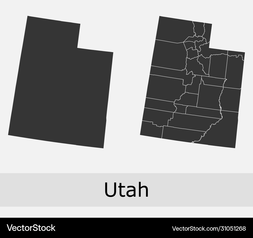Utah map counties outline Royalty Free Vector Image