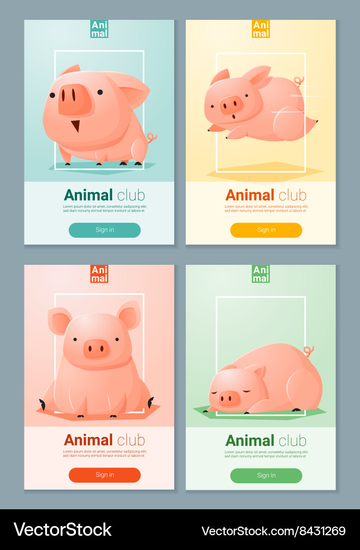 Animal banner with pigs for web design 5 Vector Image