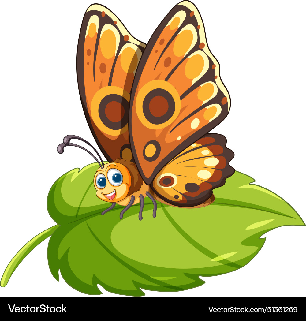 Cartoon butterfly with a cute smiling face Vector Image